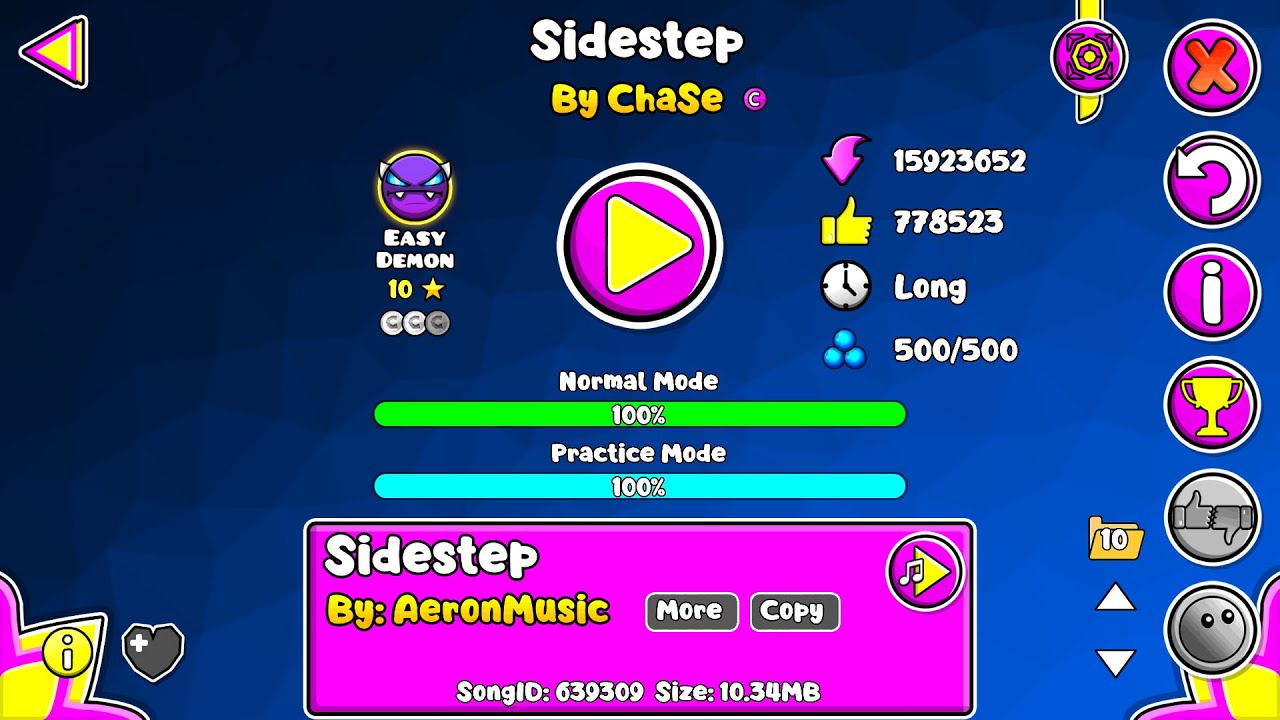 Sidestep 100% (DEMON) By: ChaSe (Geometry Dash) - YouTube