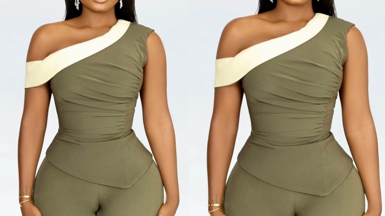 How To Draft and Sew Asymmetric one Shoulder Top - YouTube