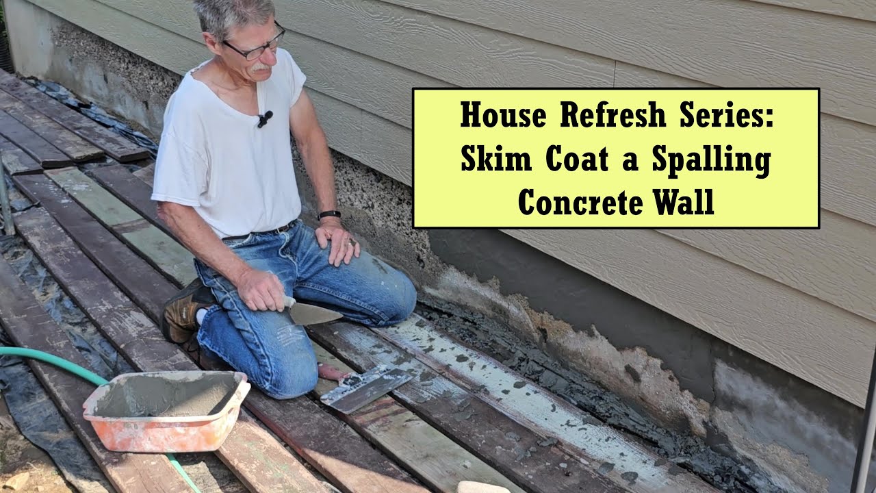 House Refresh Part 7: Skim coating spalling concrete - YouTube