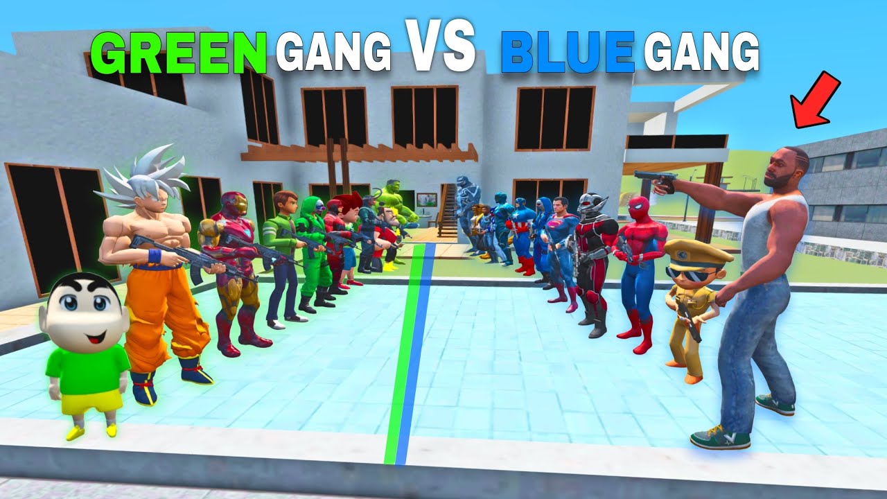 Franklin Blue Gang VS Shinchan Green Gang Super Car Theft Challenge In ...