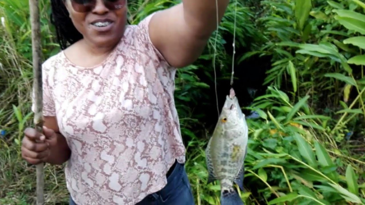 CATCHING RIVER FISH WITH THE YOUTHS DEM A COUNTRY AT BRAES RIVER IN ST ...