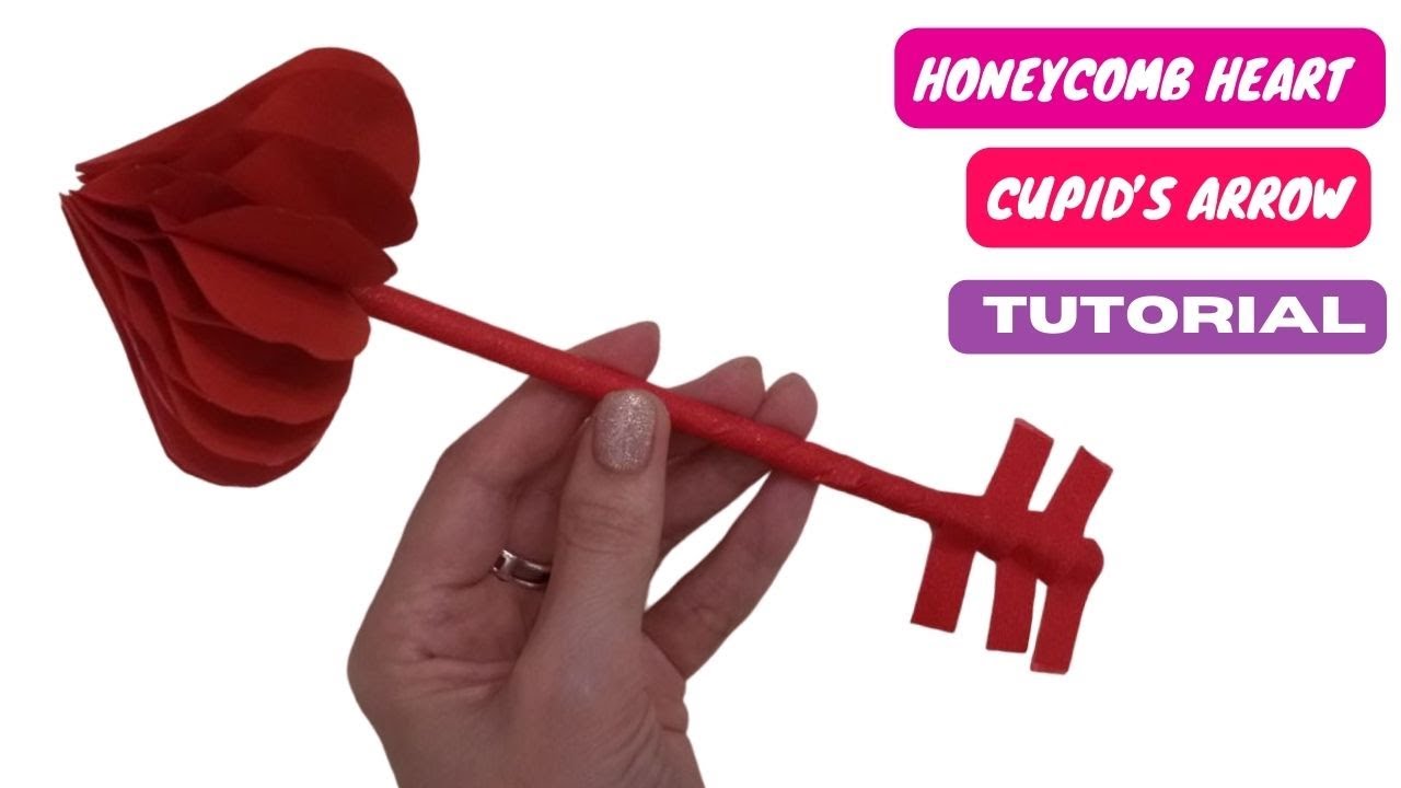 How to make a Honeycomb Heart Cupid’s Arrow! Valentine's Craft - YouTube