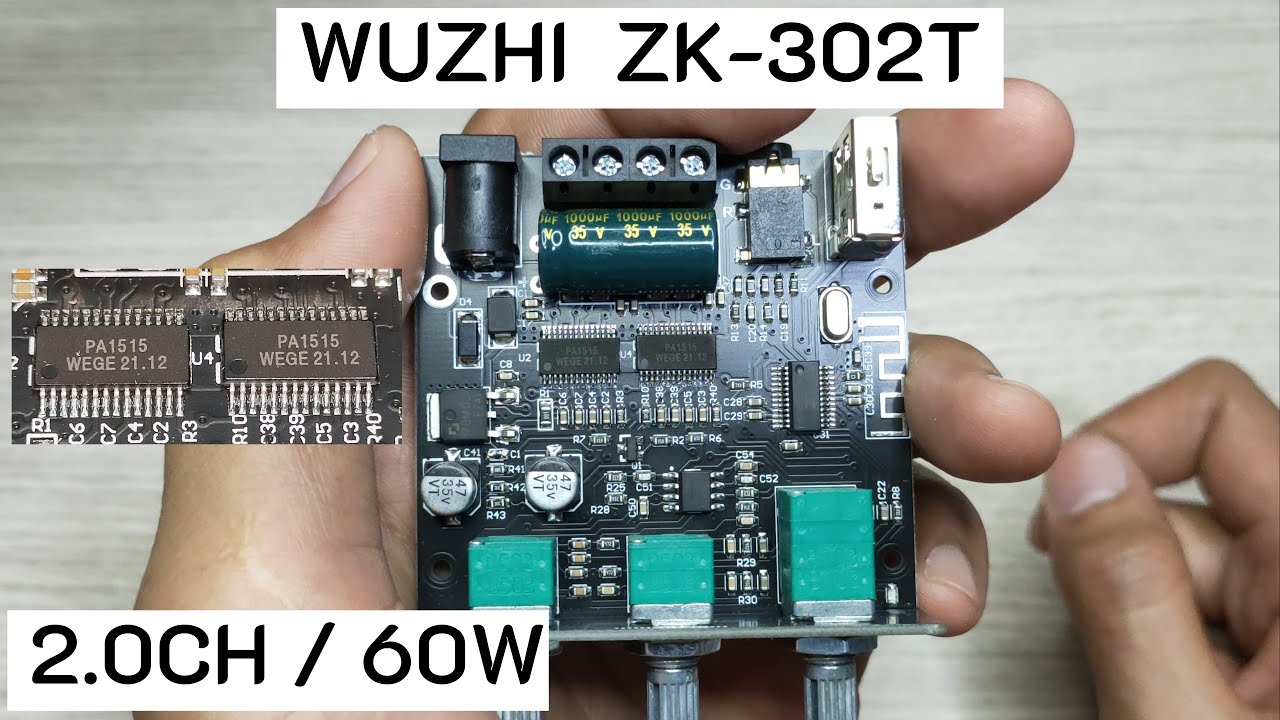 รีวิวแอมป์จิ๋ว 2.0CH (60W) WUZHI ZK-302T (IC PA1515) เสียงดัง ฟังก์ชัน ...