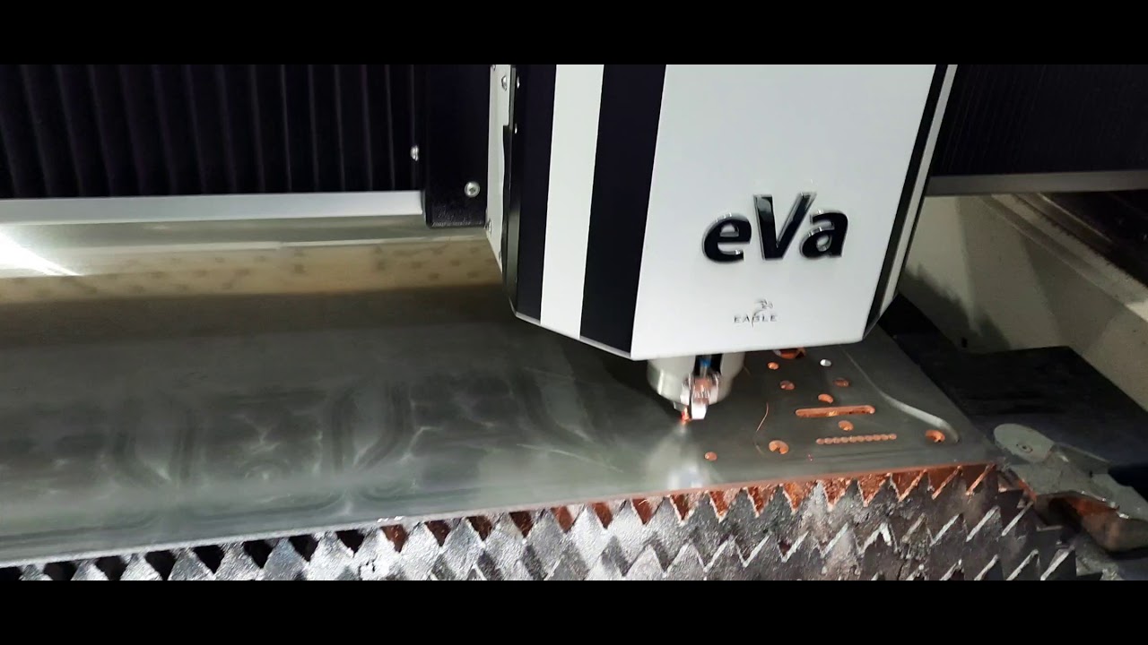 Eagle fiber laser 20kw cutting 5mm alu. 57m/min - YouTube