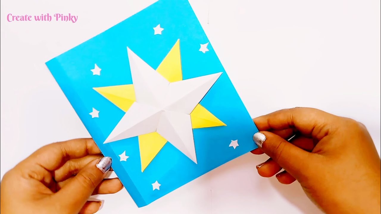 Quick & Easy DIY 3D paper Star Greeting Card Tutorial - YouTube