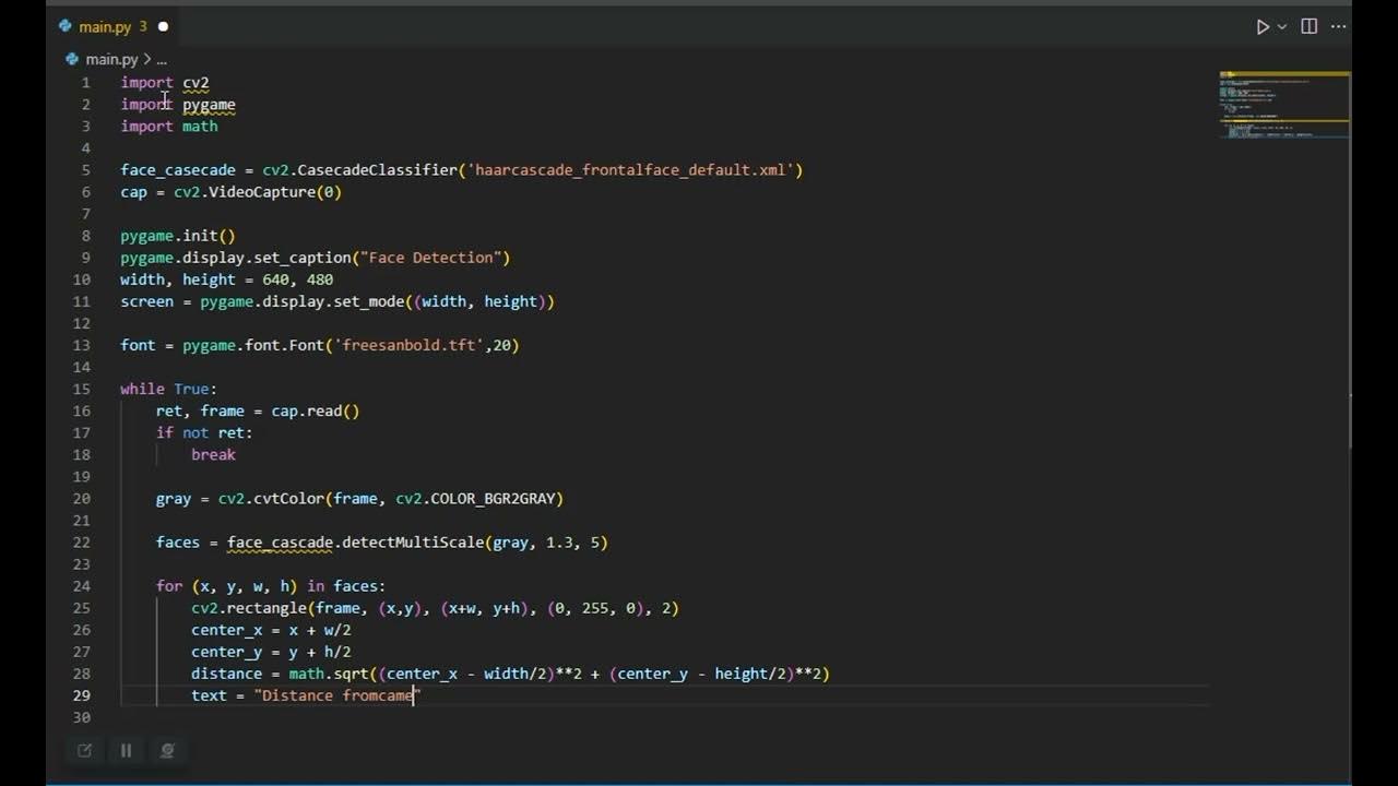 Program untuk mendeteksi wajah dengan penentuan jarak dari kamera ...