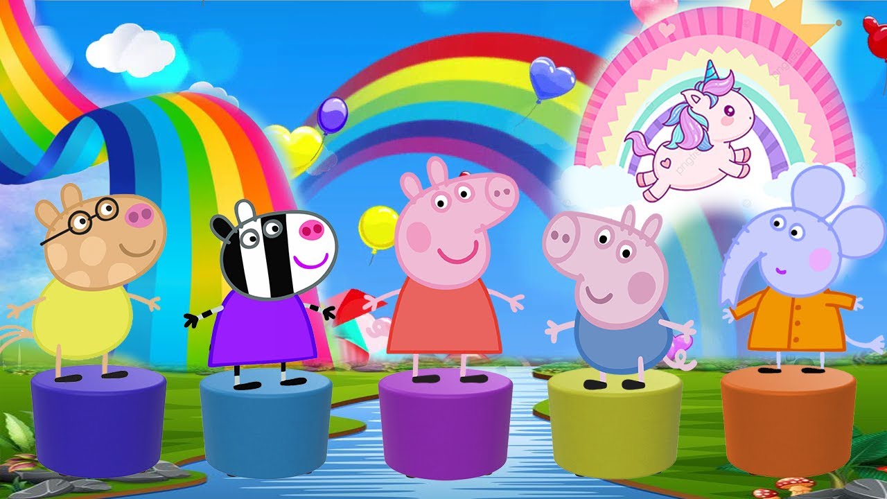 PEPPA PIG EM FIVE LITTLE MONKEYS ON THE BED-CINCO BEBEZINHOS PULANDO NA ...