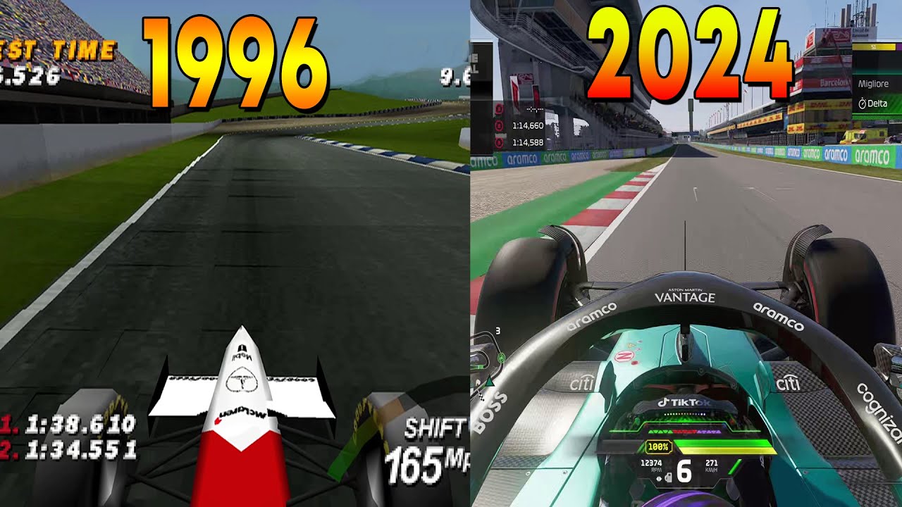 Evolution of Spanish GP at Barcelona in F1 Games 1996 - 2024 - YouTube