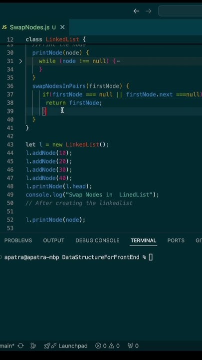 Swap Linkedlist Nodes In Pairs In Javascript Leetcode 24 Coding Javascript Datastructure