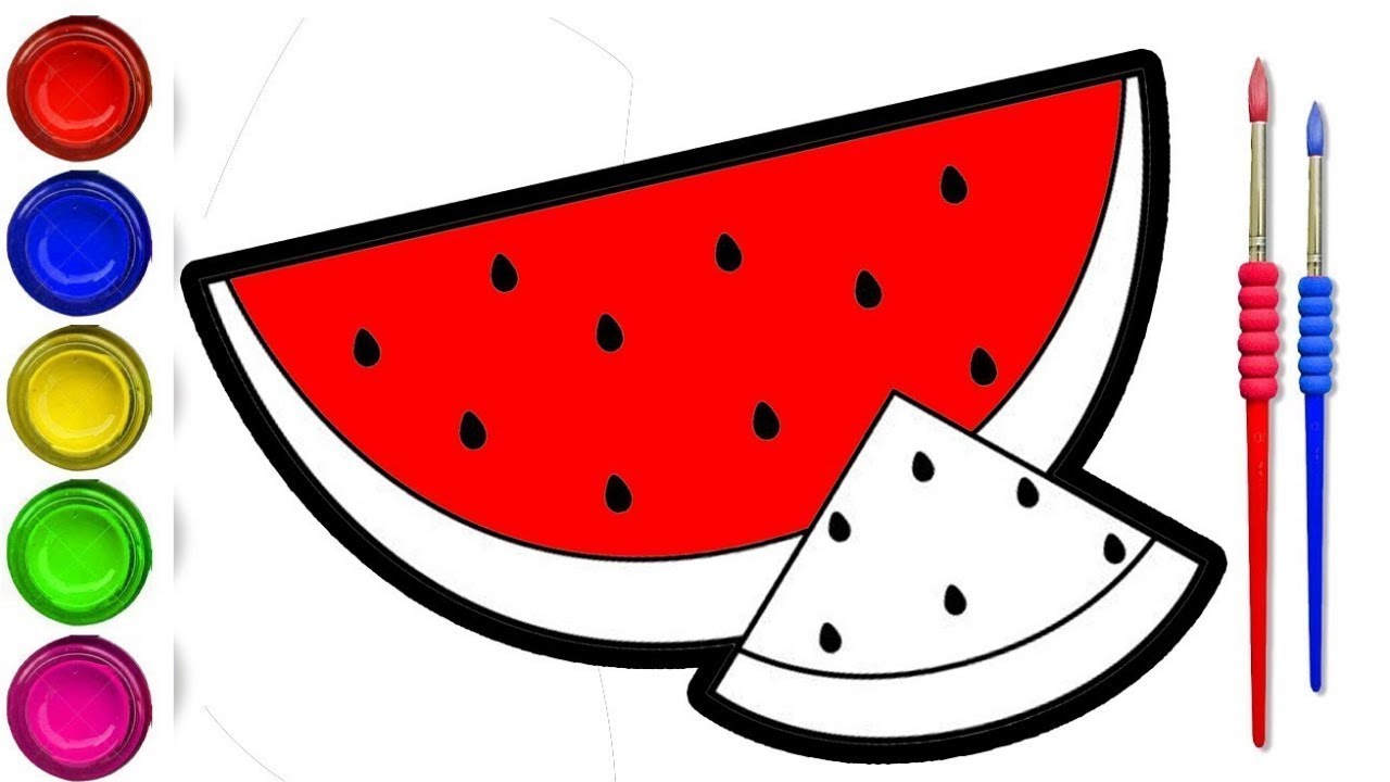 Draw a Cute Watermelon Picture for children.Dibujar una linda sandía ...