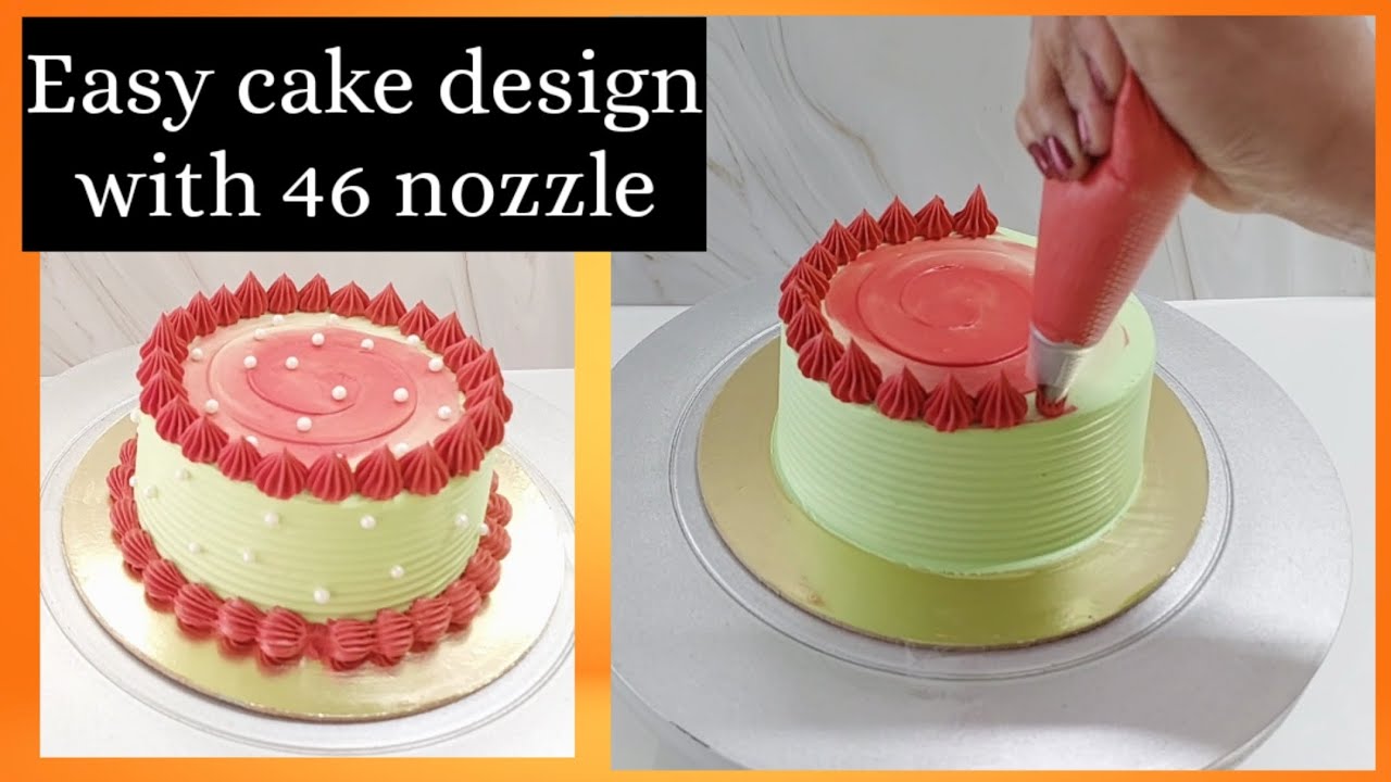 Easy cake design with 46 nozzle|cake decoration technique | Noor 46 ...