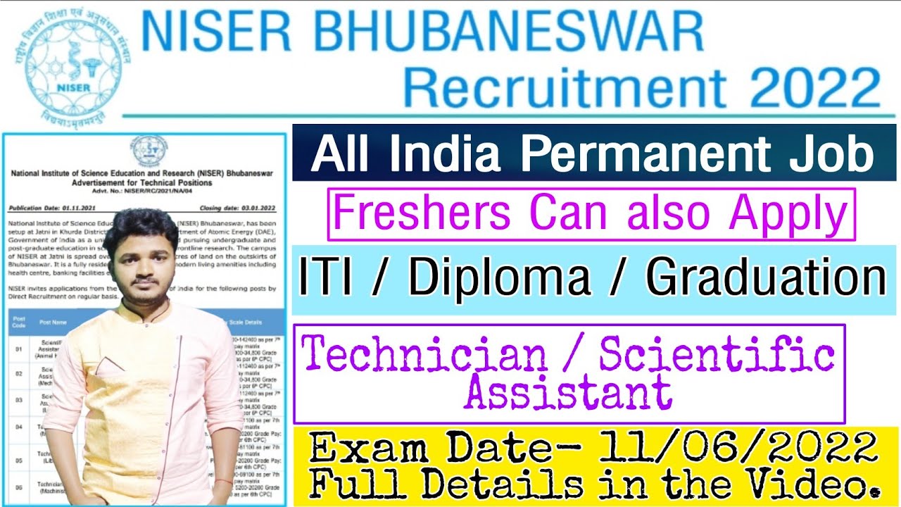 NISER Recruitment 2022 | NISER Bhubaneswar Recruitment 2022 | NISER Vacancy 2022 | ITI Permanent ...