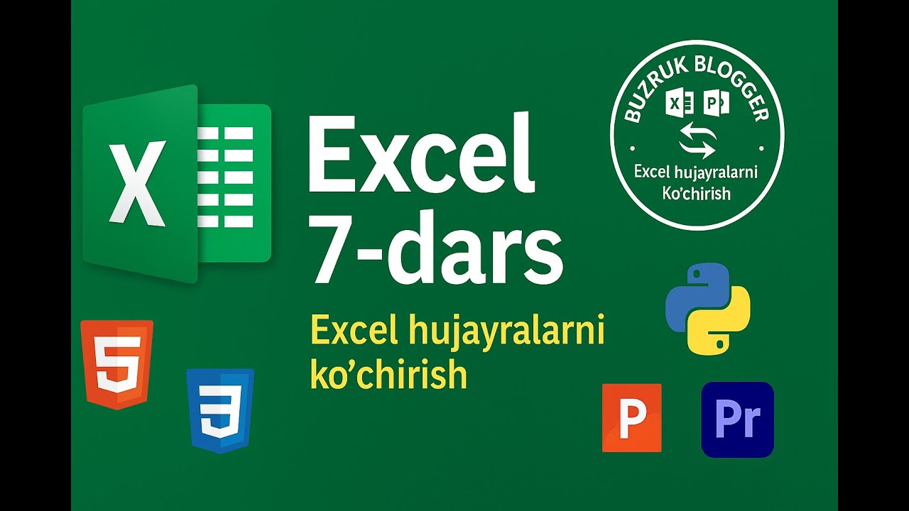 Excel 7-dars. Excel hujayralarni ko'chirish. - YouTube