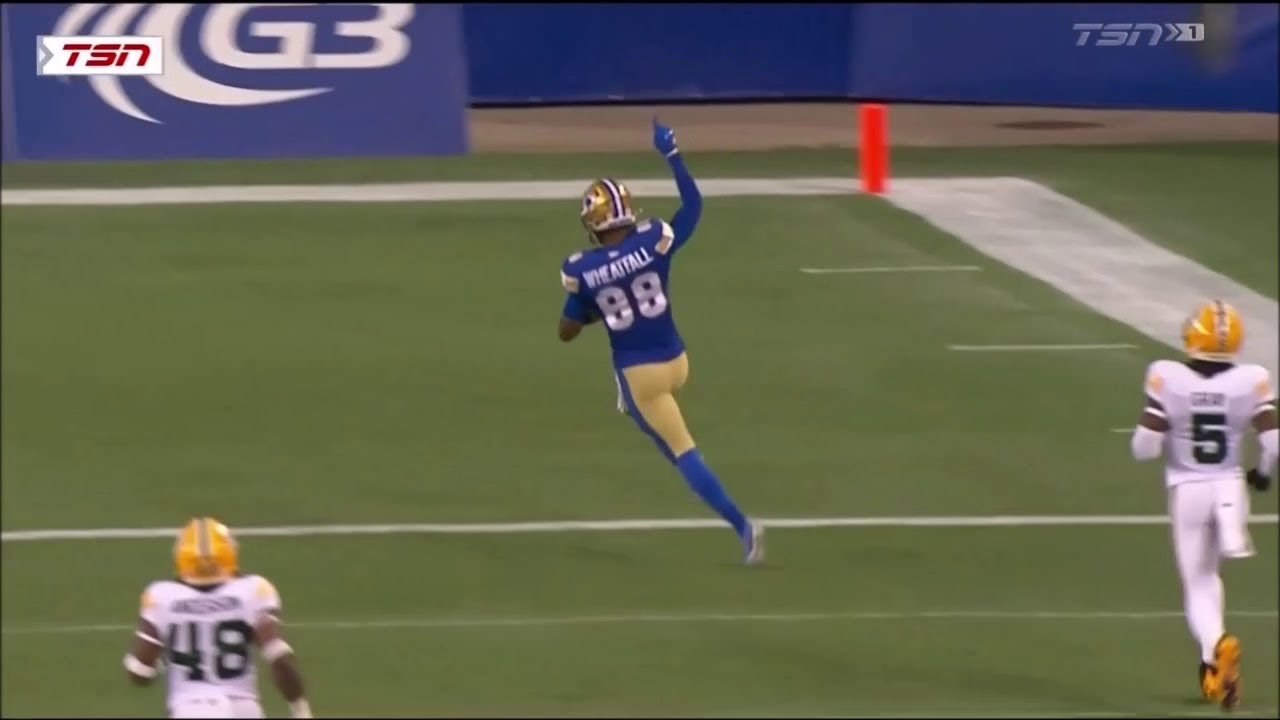 Winnipeg Blue Bombers Keric Wheatfall 1st Career CFL Touchdown - YouTube