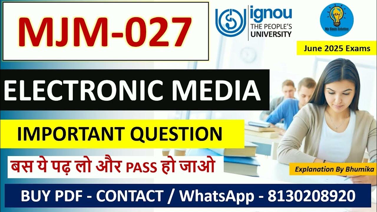 IGNOU MJM-027 | Electronic Media | Important Questions, Exam Guide & Study Material - YouTube