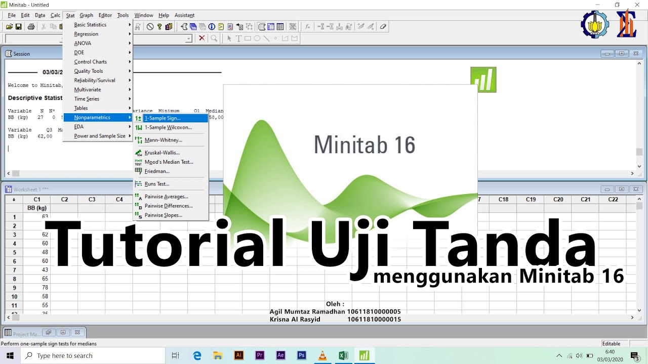 Tutorial Uji Tanda dengan Menggunakan Software Minitab - YouTube
