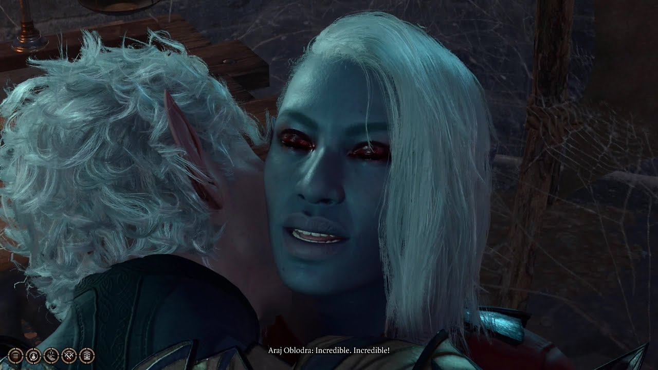 Baldur's Gate 3 - Astarion Romance | Astarion bites Araj Oblodra ...