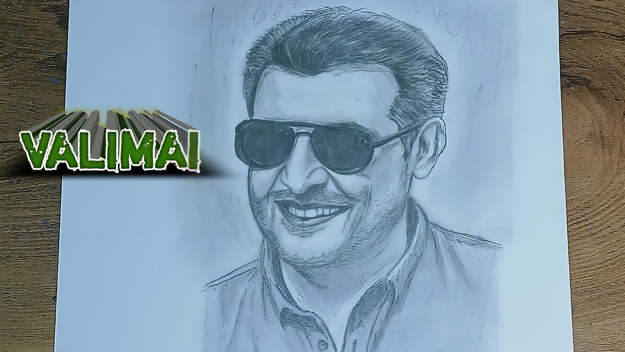 Valimai ajith drawing / ajith drawing easy / ajith drawing step by step ...