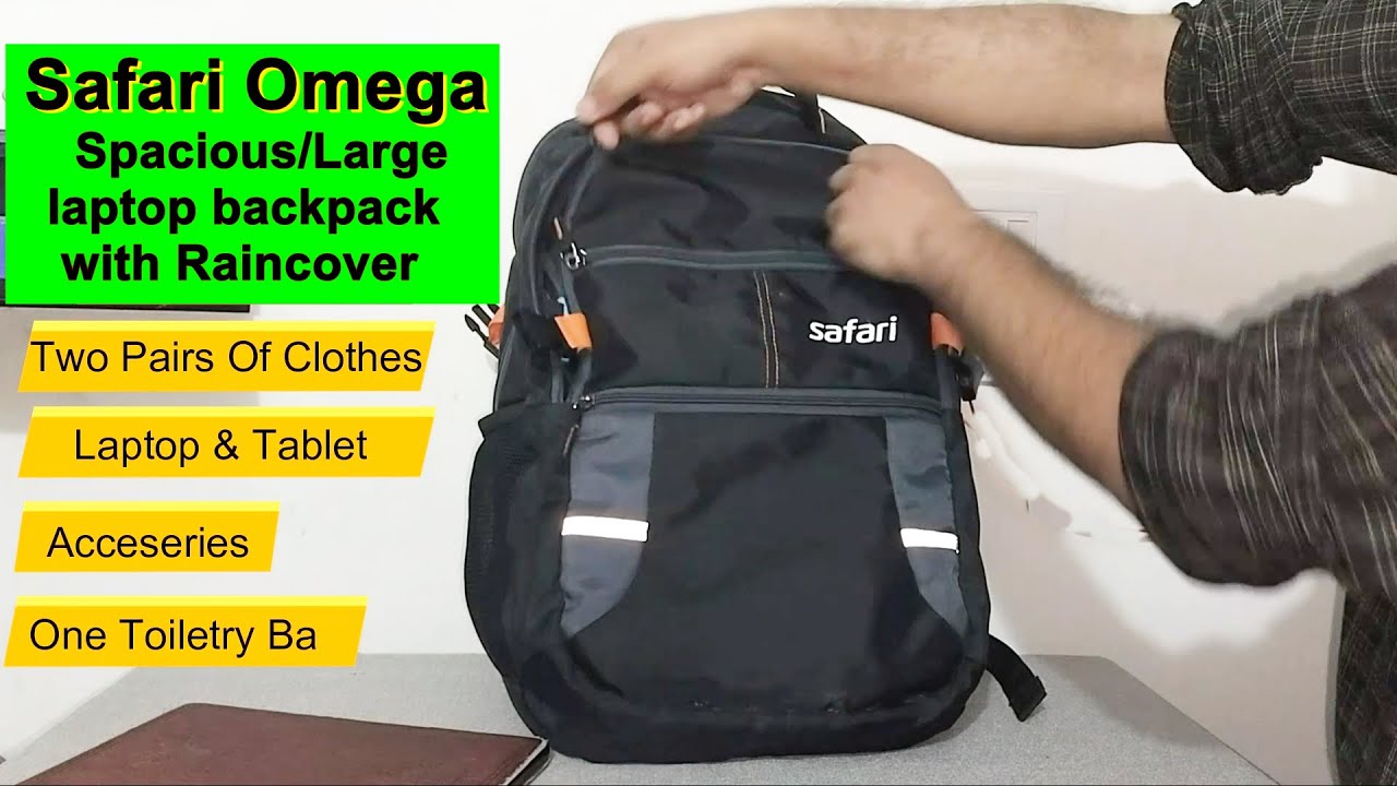 Review :- Safari Omega spacious/large laptop backpack with Raincover ...
