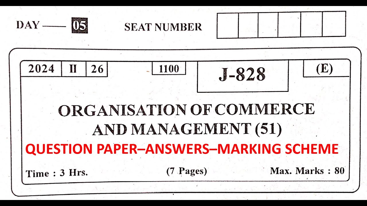 March 2024 OCM board Paper Answers#class12 Organisation of commerce and ...