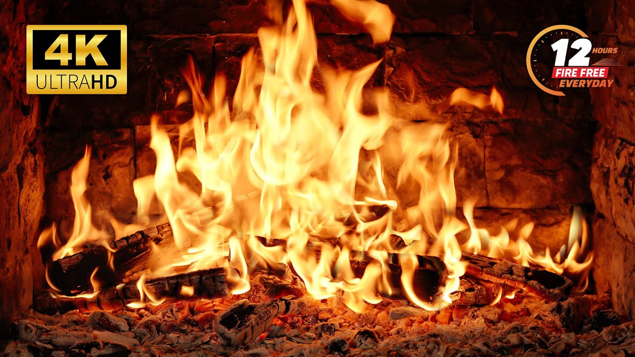 🔥 Beautiful Fireplace 4K! Magic Fireplace Burning with Golden flames ...
