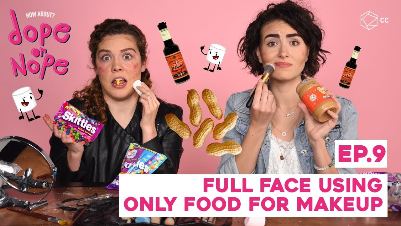 Full Face Makeup Using Only Food - YouTube
