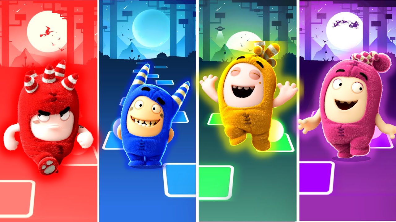 Oddbods Red vs Oddbods Blue vs Oddbods Yellow vs Oddbods Purple Tiles ...