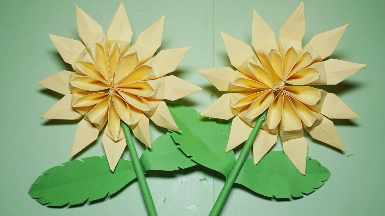 DIY Sunflower by paper, making sunflower by paper, how to make ...