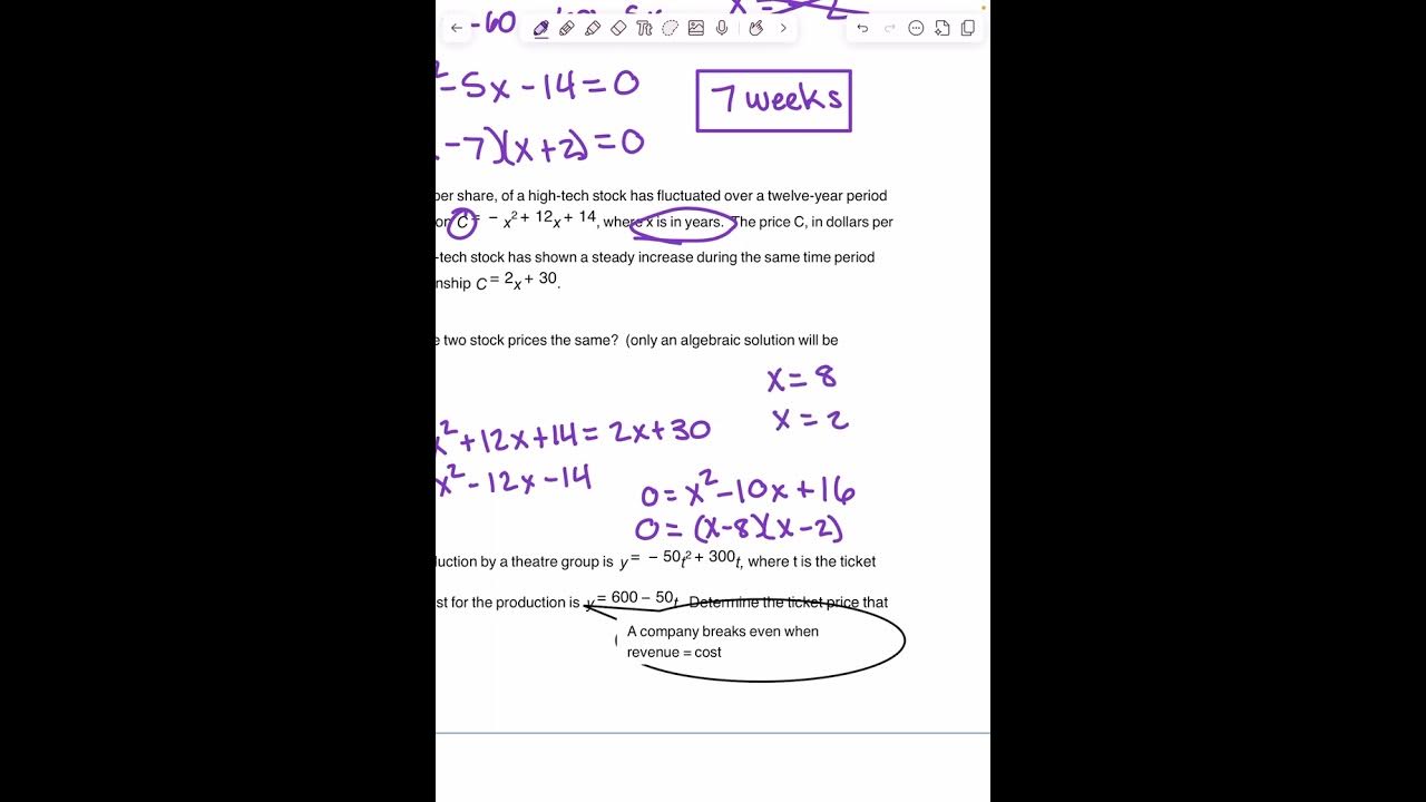 Linear and Quadratic Systems of Equations Word Problems pt. 1 (Concepts of Algebra 2) - YouTube