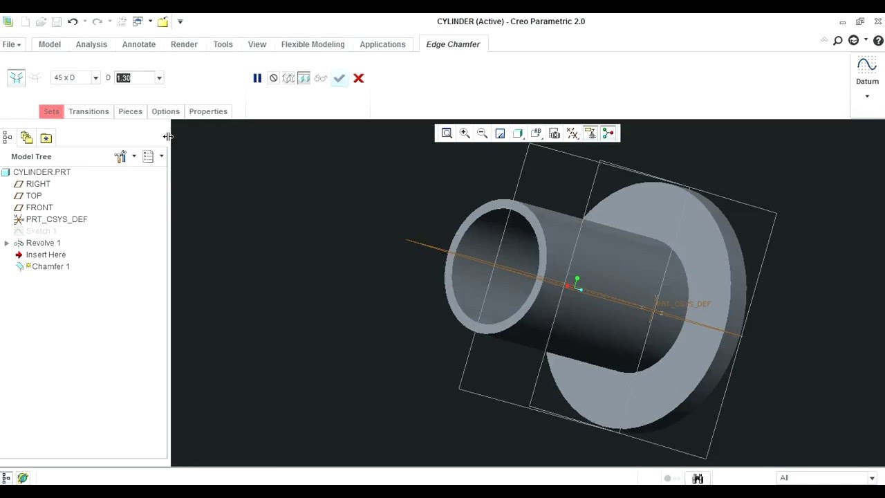 revolve in creo(2.0/3.0/5.0) with an example - YouTube