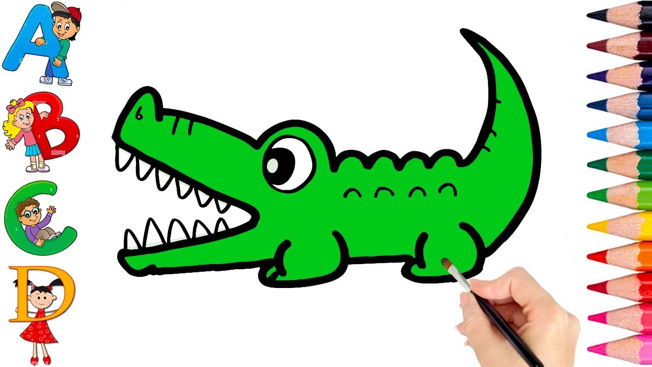 HOW TO DRAW A CUTE CROCODILE EASY - YouTube
