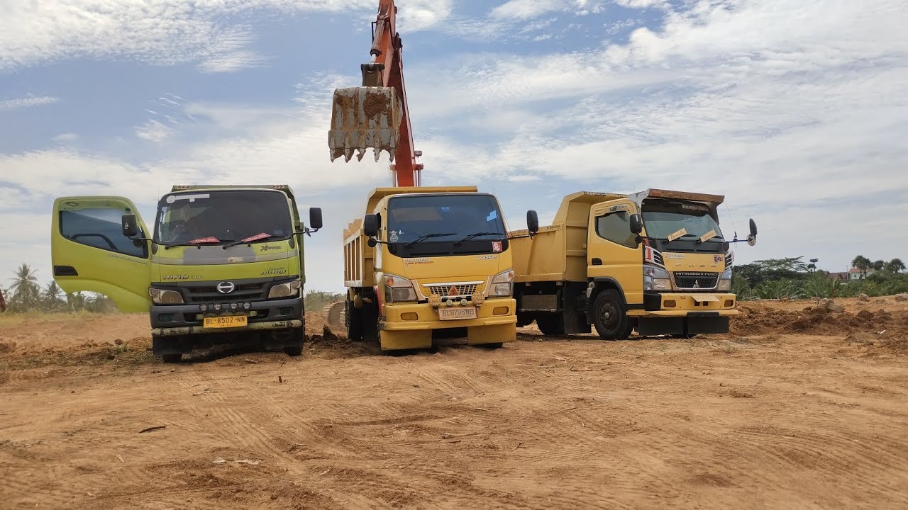 excavator digging and loading truck activity - YouTube