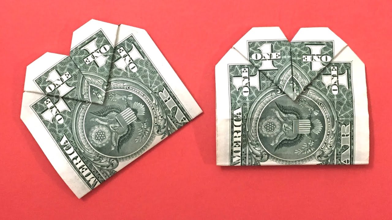 Easy Money Origami Heart Envelope Step by Step Tutorial, How to make ...