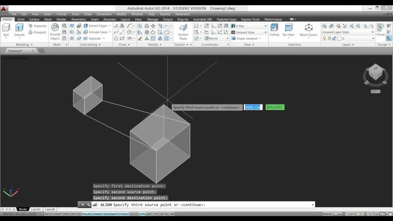 ALIGN 3D OBJECTS IN AUTOCAD 3D - YouTube