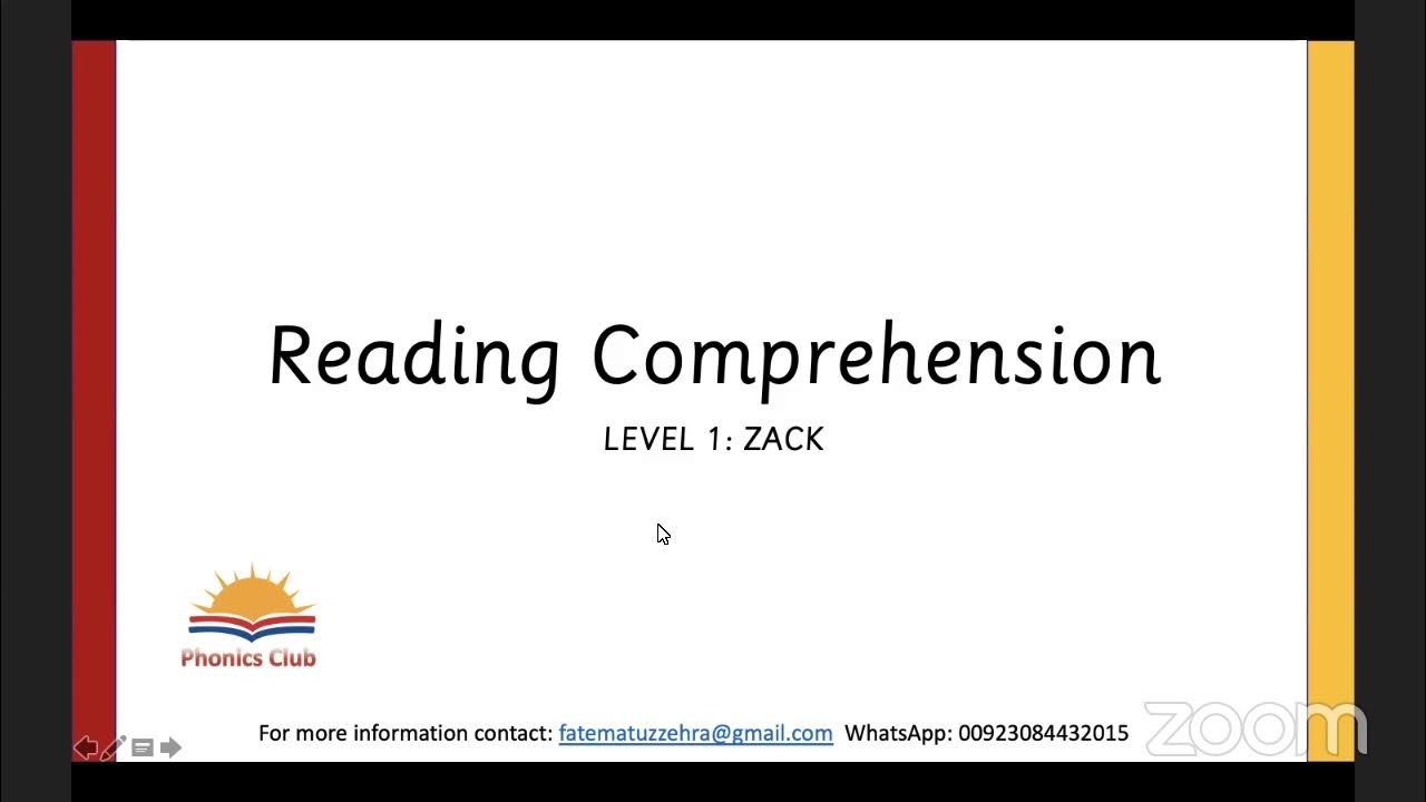 Reading comprehension : Jolly Phonics reader level 1 Zack - YouTube