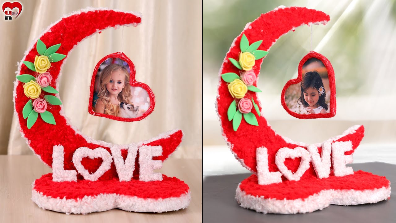 DIY! Beautiful Heart Photo Frame Making - DIY Room Decor - YouTube