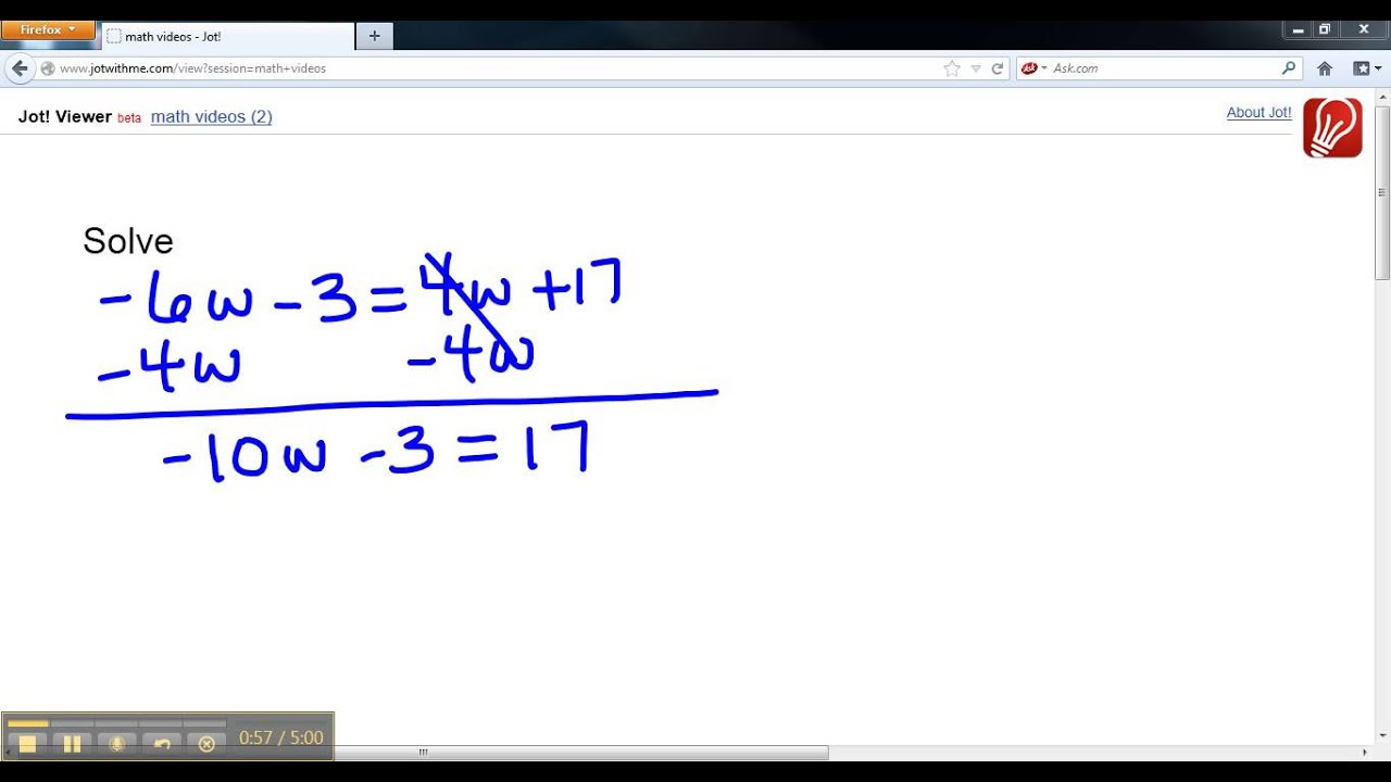 Solve The Equation 6w 3 4w 17 YouTube solve-the-equation-6w-3-4w-17-youtube