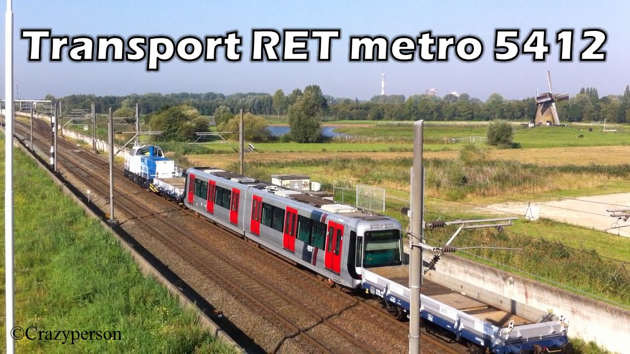 RET Metrorijtuig 5412 (na midlife revisie) op transport met loc 6409 ...