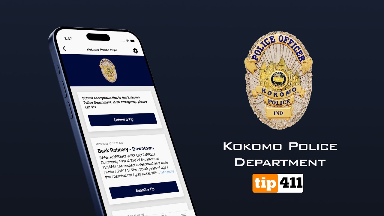 Kokomo Police Department TIP411 app - YouTube