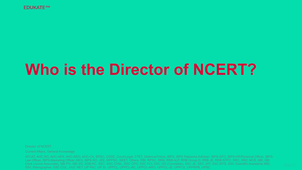 Who is the Director of NCERT? - YouTube