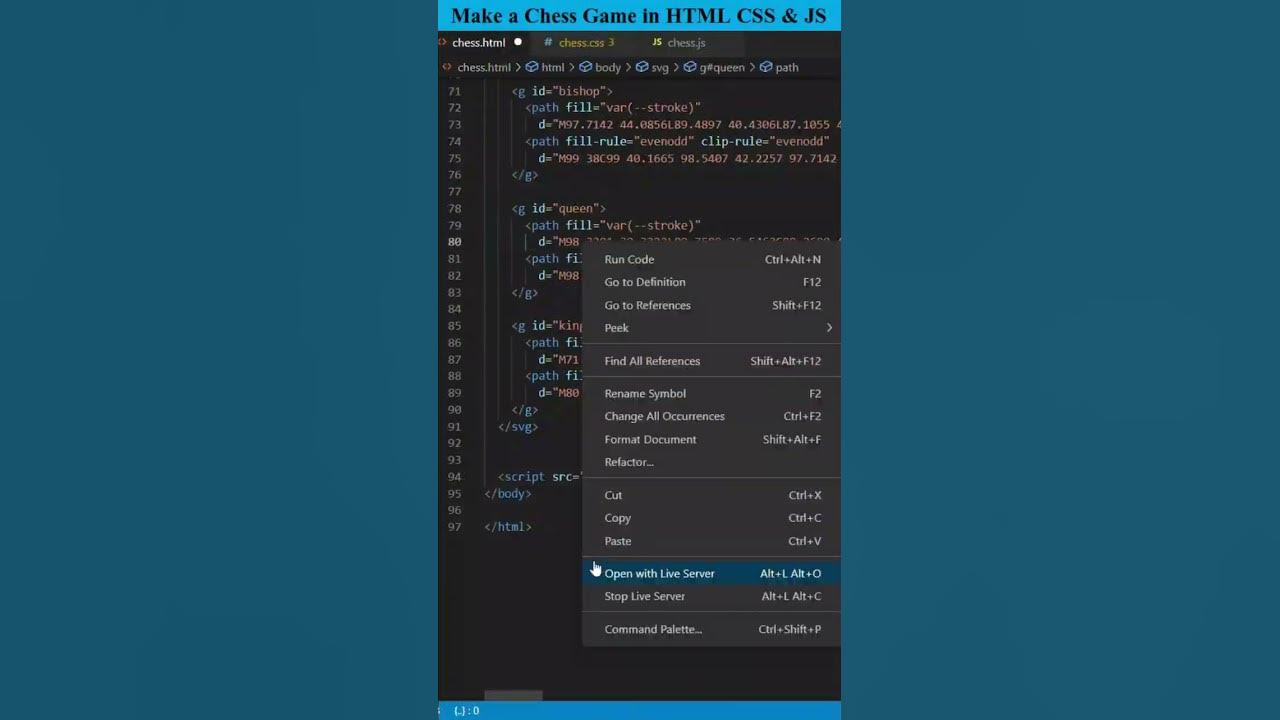 Chess Game In Html Css And Js Shorts Youtube