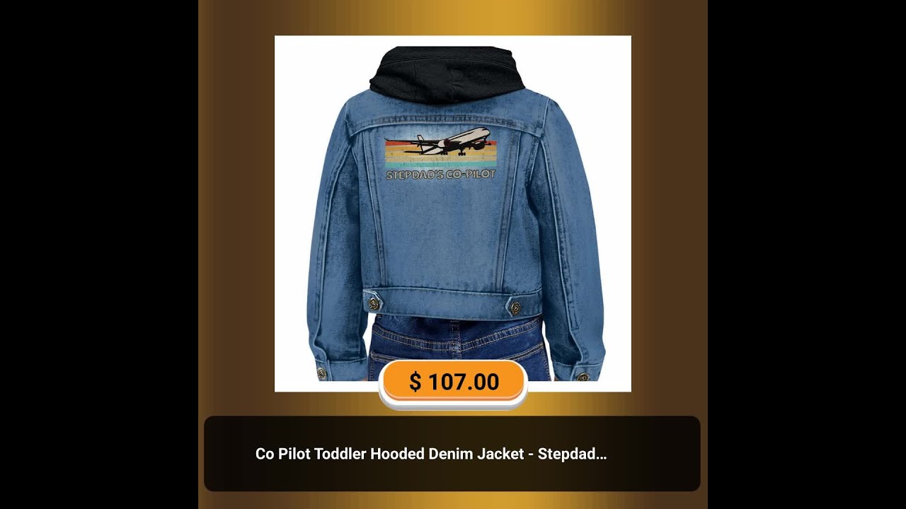 Co Pilot Toddler Hooded Denim Jacket - Stepdad Jean Jacket - Plane ...