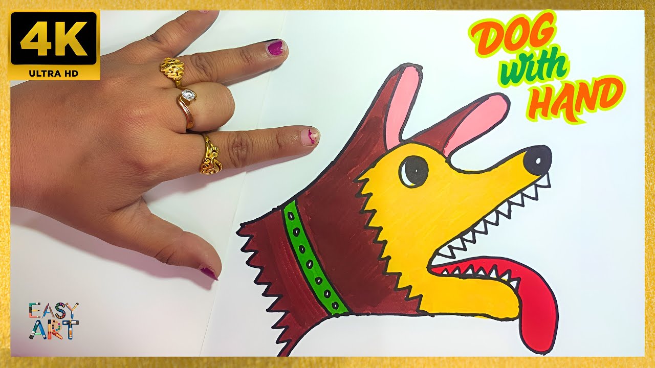 Draw DOG with HAND | How to Draw DOG step by step drawing #drawing #art ...