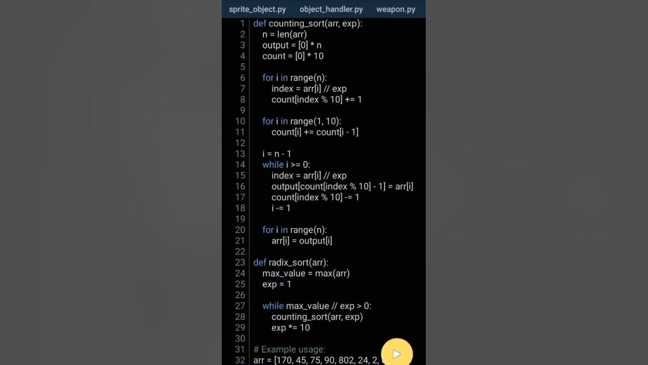Day 19 Radix Sort Code Python Phython Javascript Html Youtube