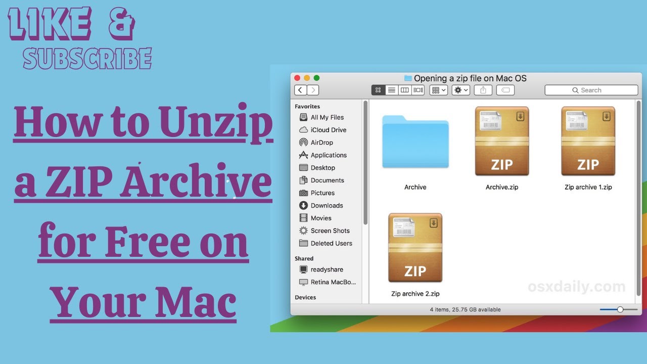 How to Unzip a ZIP Archive for Free on Your Mac - YouTube