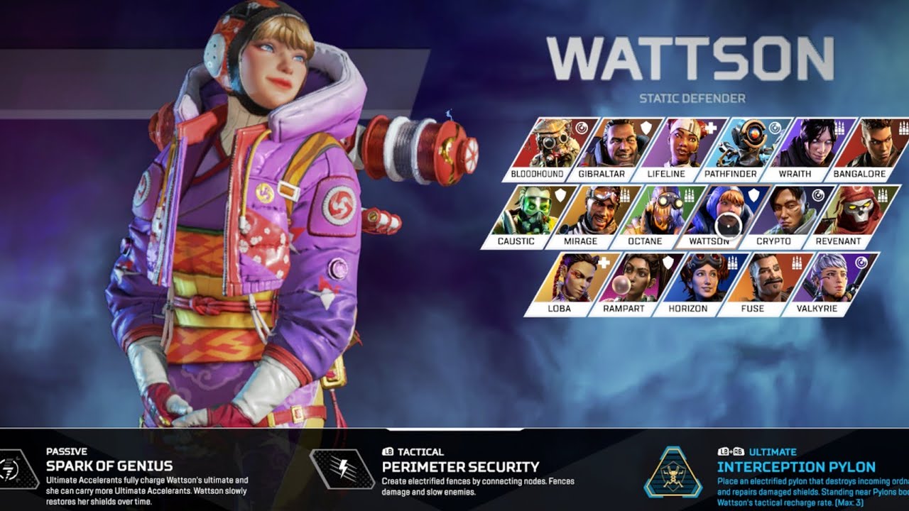 Apex legends purple crane wattson skin in first and 3rd person - YouTube
