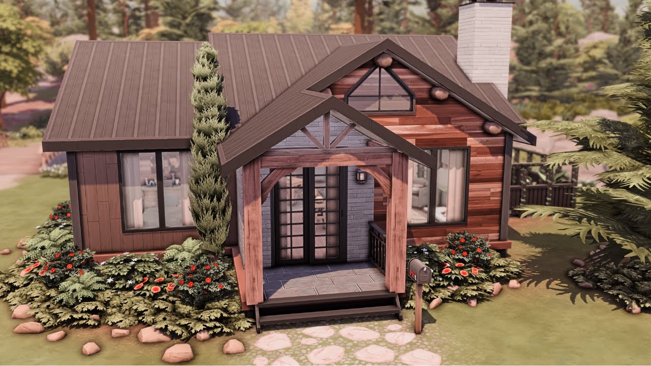 MODERN RUSTIC BUNGALOW 🏡 The Sims 4 Speed Build | No CC - YouTube