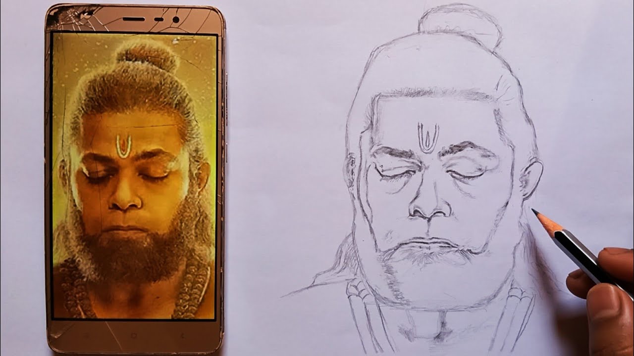 How To Draw Lord Hanuman || How To Draw Hanuman Ji Adipurush || Outline ...