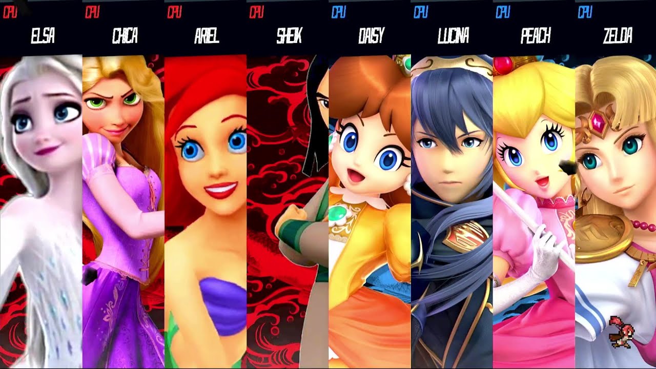 Disney Princesses Vs Nintendo Princesses- Super Smash Bros Mods - YouTube