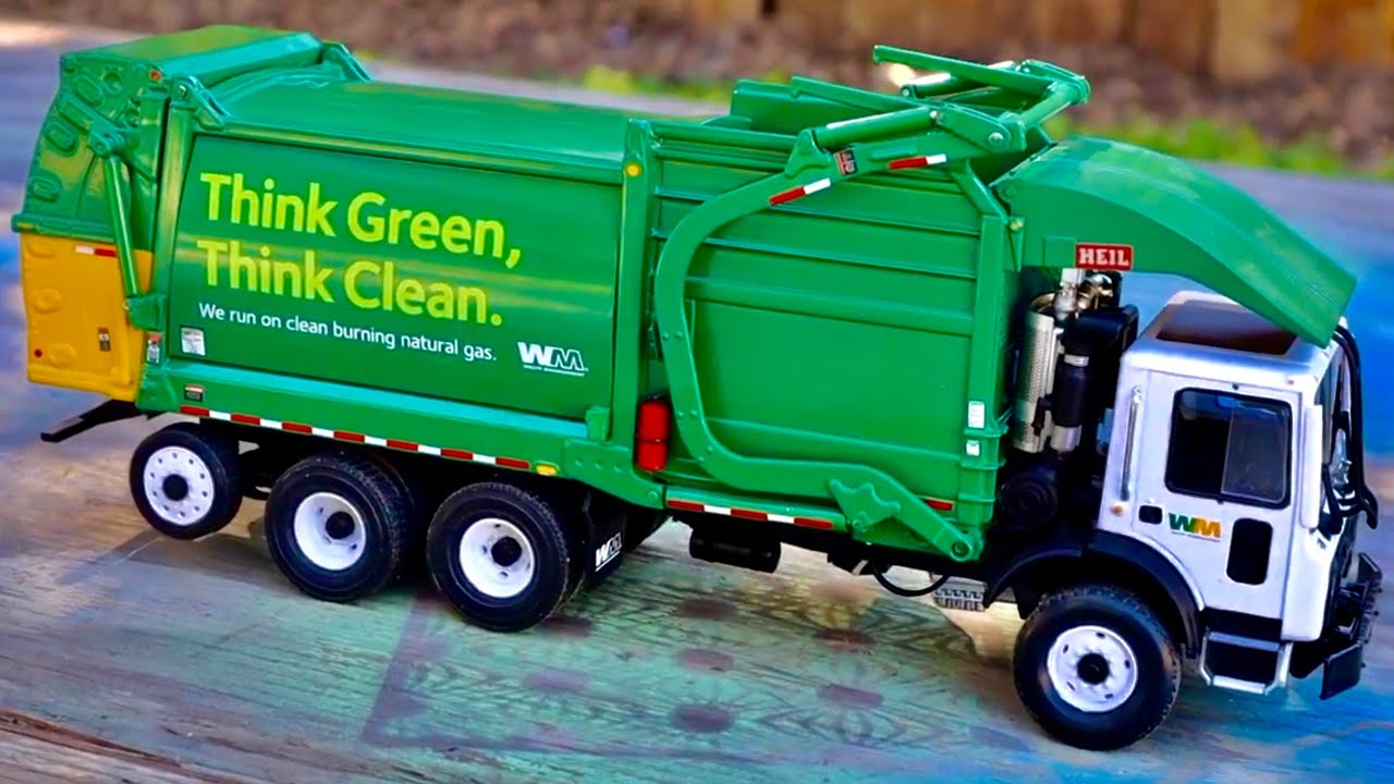 First Gear die cast Garbage Truck + CURoTTo Can - YouTube